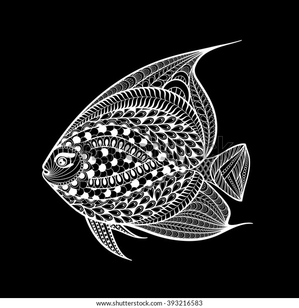 Hand Drawn Fish Zentangle Style Patterned Stock Vector (Royalty Free ...