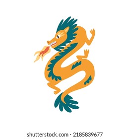 Hand Drawn Flat Chinese Dragon Chinese Stock Vector (Royalty Free ...