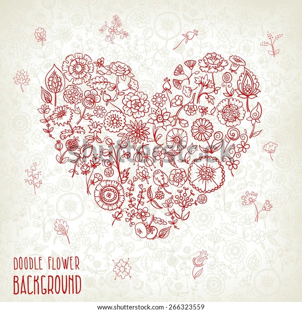 Hand Drawn Floral Background Doodle Vector Stock Vector (Royalty Free ...