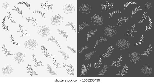 Hand Drawn Floral Elements Set Stock Vector (Royalty Free) 1568238430 ...