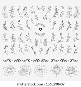 Vector Floral Spring Design Elements Doodle Stock Vector (Royalty Free ...