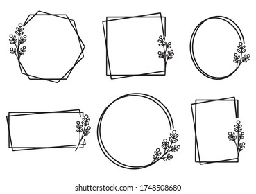 Hand Drawn Floral Frame Logo Wedding Stock Vector (Royalty Free ...