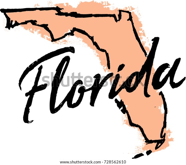 Hand Drawn Florida State Sketch Stock Vector (Royalty Free) 728562610 ...