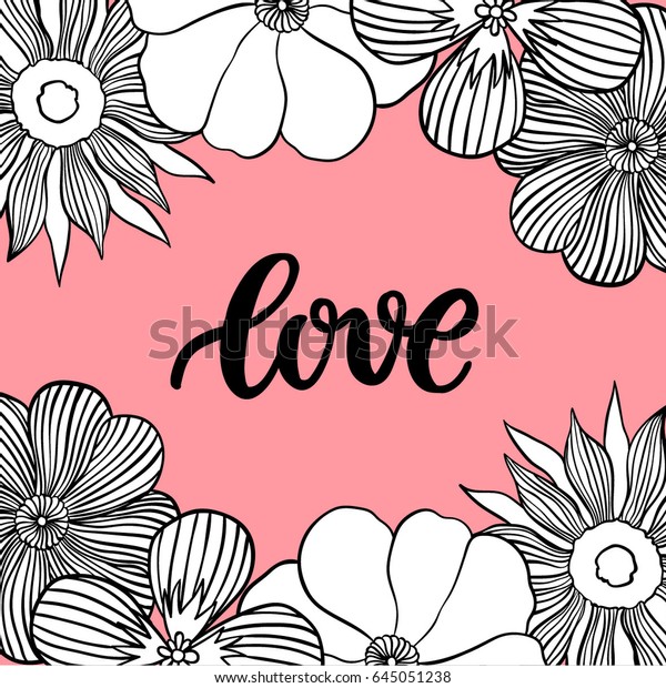 Hand Drawn Flower Frame Lettering Word Stock Vector (Royalty Free ...