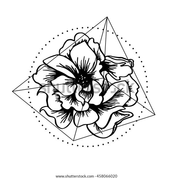 Hand Drawn Flower Geometric Shapes Vector 库存矢量图（免版税）458066020