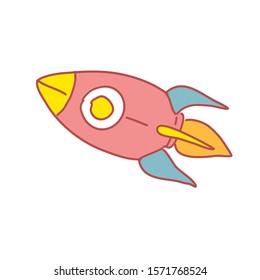 Hand Drawn Flying Rocket Doodle Illustration Stock Vector (Royalty Free ...