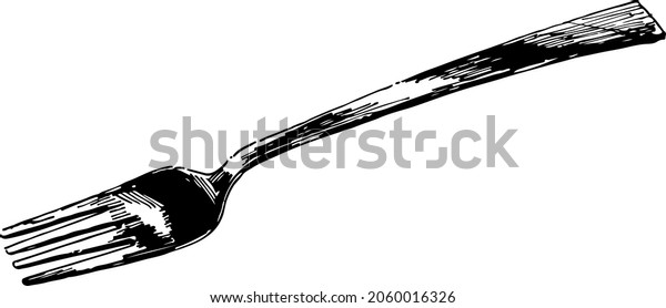 Hand Drawn Fork Black White Illustration Stock Vector (Royalty Free ...