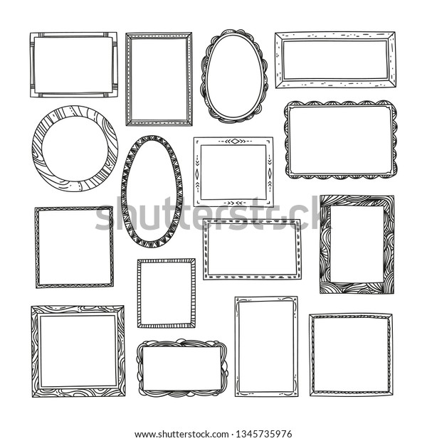Hand Drawn Frames Set Cartoon Style Stock Vector (Royalty Free ...
