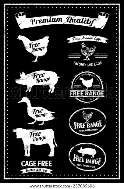 Hand Drawn Free Range Icons Vector Stock Vector (Royalty Free ...