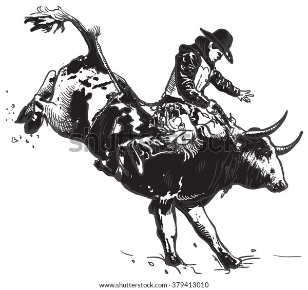Hand Drawn Freehand Vector Rodeo Scene Stock Vector (Royalty Free ...