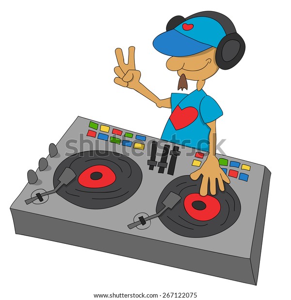 Vector de stock (libre de regalías) sobre Hand Drawn Funny Cartoon Dj ...