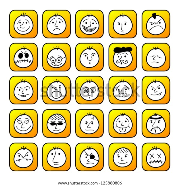 Hand Drawn Funny Faces Icons Collection Stock Vector (Royalty Free ...