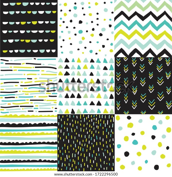 Motifs géométriques dessinés à la main, : image vectorielle de stock ...
