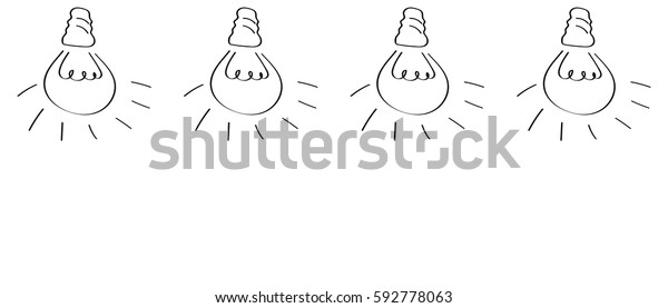 Hand Drawn Glowing Light Bulbs Vector Stock Vector (Royalty Free ...