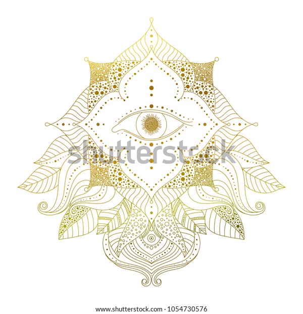 Hand Drawn Golden Eye Mehendi Pattern Stock Vector (Royalty Free ...