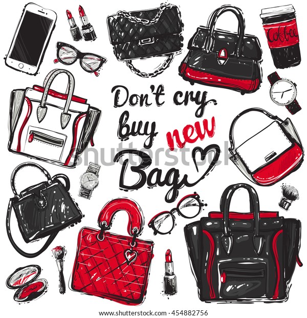 Hand Drawn Graphic Bags Different Design Stock Vector (Royalty Free ...