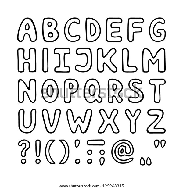 Hand Drawn Gray Big Letters Isolated Stock Vector (Royalty Free) 195968315