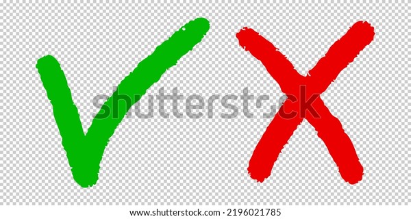 Hand Drawn Green Check Mark Red Stock Vector (Royalty Free) 2196021785 ...