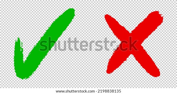 Hand Drawn Green Check Mark Red Stock Vector (Royalty Free) 2198838135 ...