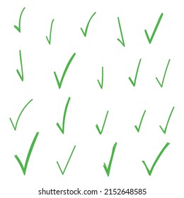 Hand Drawn Green Check Marks On Stock Vector (Royalty Free) 2152648585 ...