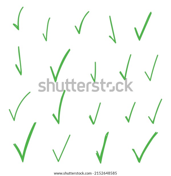 Hand Drawn Green Check Marks On: เวกเตอร์สต็อก (ปลอดค่าลิขสิทธิ์ ...