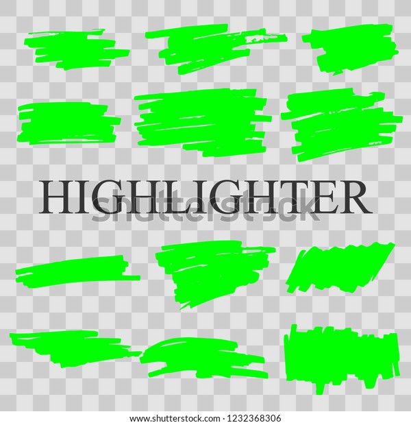 Hand Drawn Green Highlight Marker Lines Stock Vector (Royalty Free ...