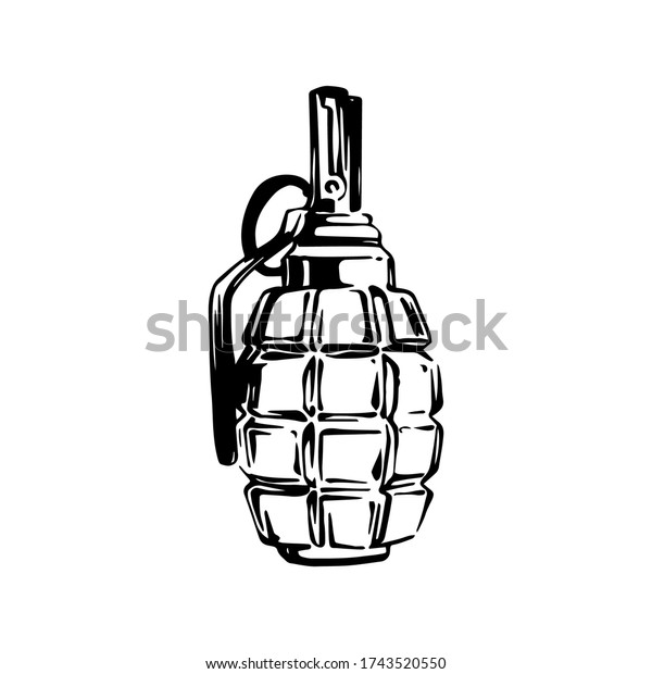 Hand Drawn Grenade Ink Drawing Sketch Stock Vector (Royalty Free ...
