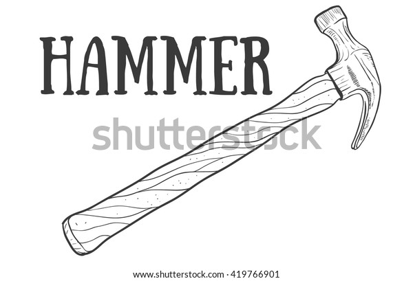 Hand Drawn Hammer Vector Sketch Doodle Stock Vector (Royalty Free ...