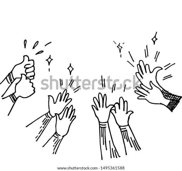 Hand Drawn Hands Clapping Ovation Applause Stock Vector (Royalty Free ...