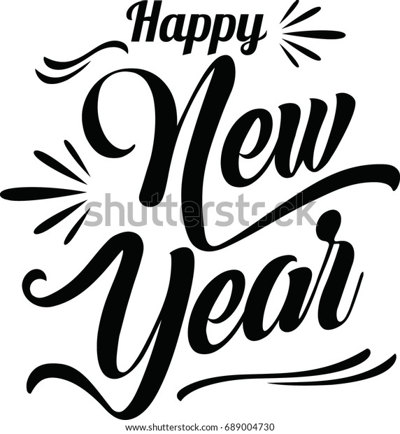 Hand Drawn Happy New Year Font: เวกเตอร์สต็อก (ปลอดค่าลิขสิทธิ์ ...