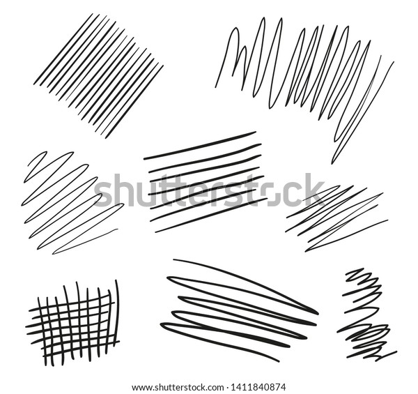 Hand Drawn Hatching Shapes On Isolated Stock Vector (Royalty Free ...