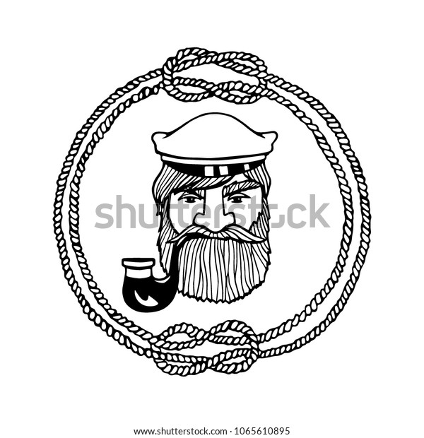 Hand Drawn Head Captains Head Round Stock Vector (Royalty Free ...