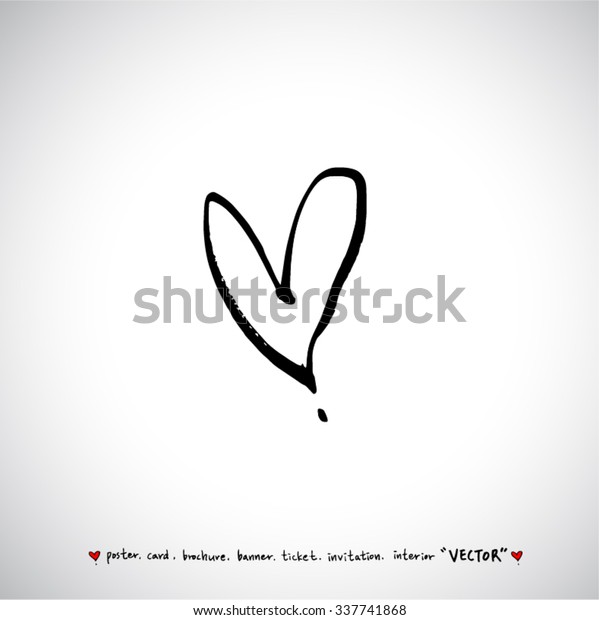 Hand Drawn Heart Vector Calligraphy Stock Vector (Royalty Free) 337741868