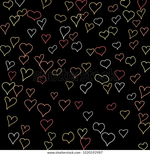 Hand Drawn Hearts Background Cute Simple Stock Vector (Royalty Free ...