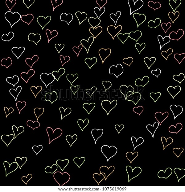 Hand Drawn Hearts Background Cute Simple Stock Vector (Royalty Free ...
