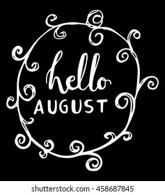 Hand Drawn Hello August Floral Frame Stock Vector (Royalty Free ...