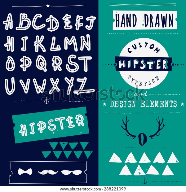 Hand Drawn Hipster Typeface Set Design Stock Vector (Royalty Free ...