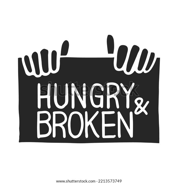 Hand Drawn Hand Holding Sign Icon Stock Vector (Royalty Free ...