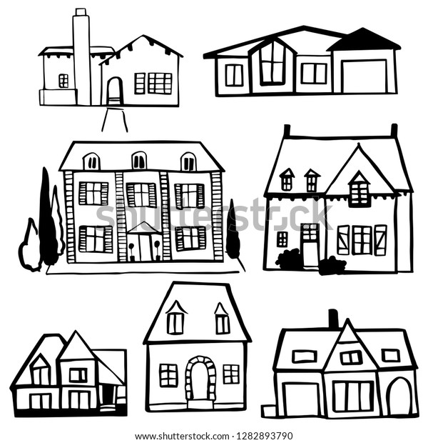 Hand Drawn Houses Vector Sketch Illustration Stock Vector (Royalty Free ...