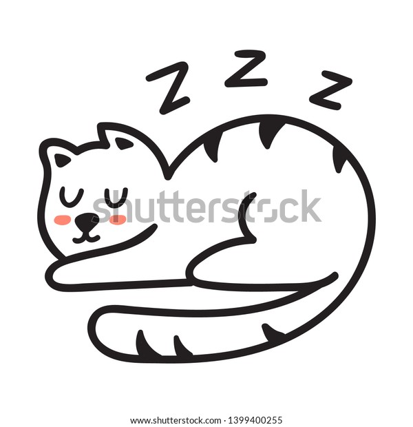 Hand Drawn Icon Sleeping Cat Vector Stock Vector (Royalty Free ...