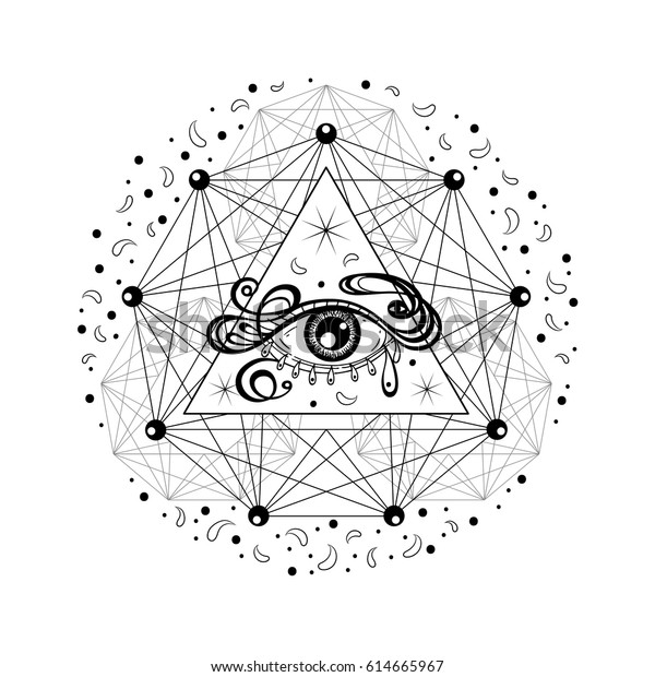 Hand Drawn Illustration All Seeing Eye Stock Vector (Royalty Free ...