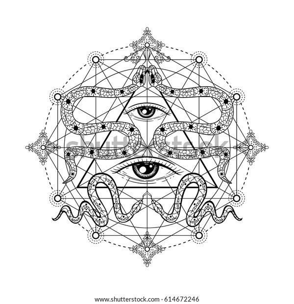 Hand Drawn Illustration All Seeing Eye: vetor stock (livre de direitos ...