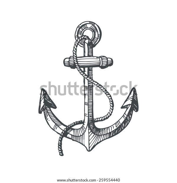 Hand Drawn Illustration Anchor Stock Vector (Royalty Free) 259554440