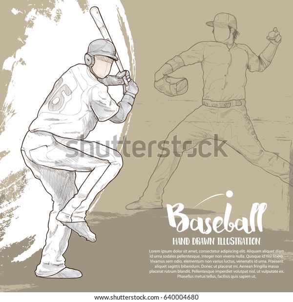 Hand Drawn Illustration Baseball Players On Stock Vector (Royalty Free ...