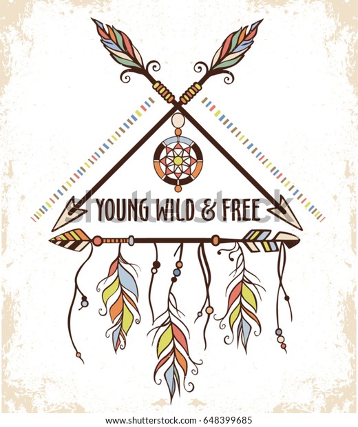Hand Drawn Illustration Boho Style Dream Stock Vector (Royalty Free ...