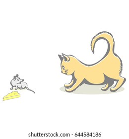 Hand Drawn Illustration Cat Mice Stock Vector (Royalty Free) 644584186 ...