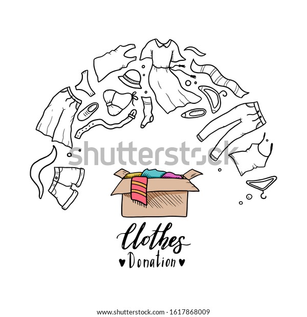 Hand Drawn Illustration Clothes Donate Charity Stock Vector (Royalty ...