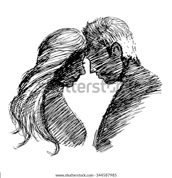 Hand Drawn Illustration Couple Stock Vector (Royalty Free) 344587985 ...