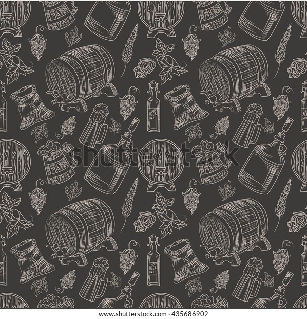 Hand Drawn Illustration Craft Beer Production Stock Vector (Royalty ...