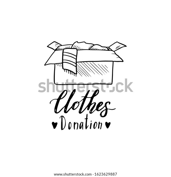 Hand Drawn Illustration Donation Box Lettering Stock Vector (Royalty ...